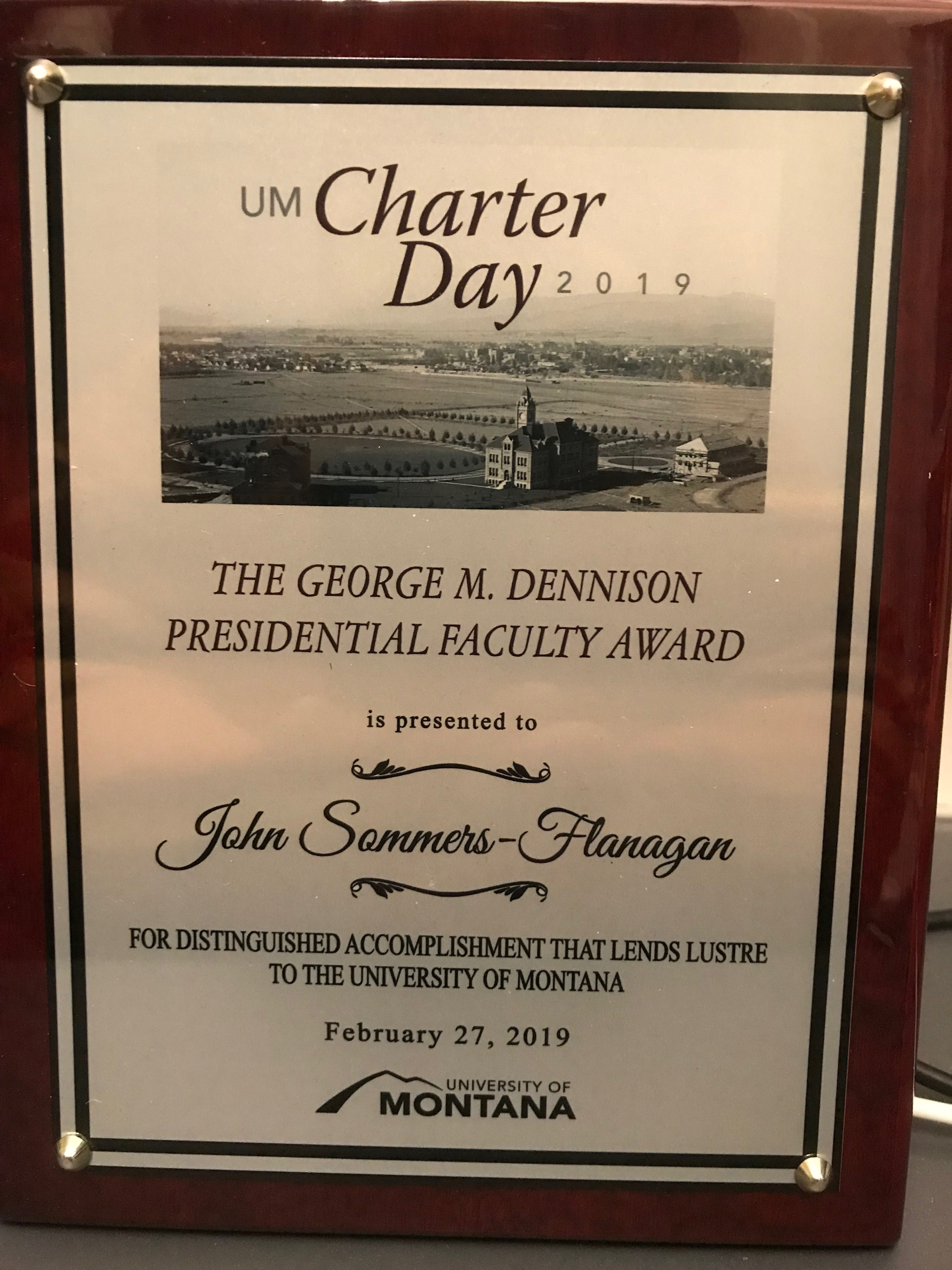 My Acceptance Speech for the George M. Dennison Presidential Faculty ...